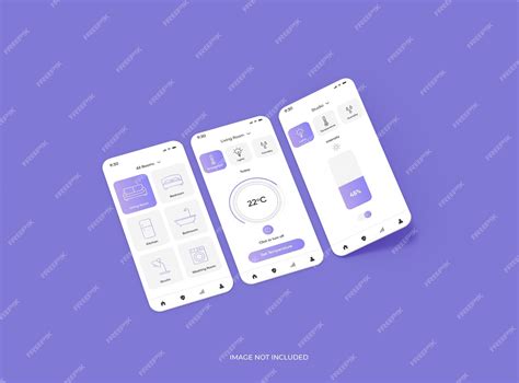 Ui Ux 앱 프레젠테이션 3d 렌더링을 위해 분리된 휴대폰 화면이 있는 사용자 지정 가능한 모형 프리미엄 Psd 파일
