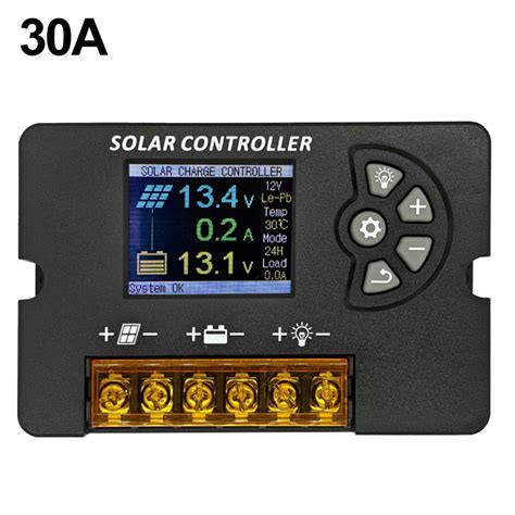 Solar Charge Controller 10A 20A 30A With Color LCD Display PWM Adjustable For Smart Solar Power