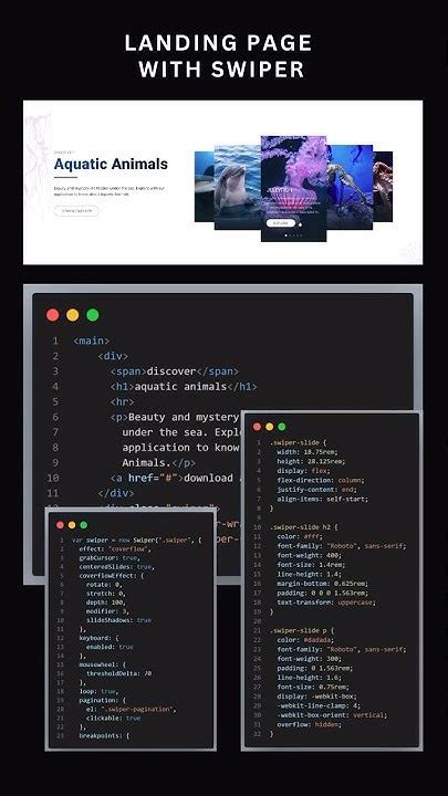 39100 Htmlcssjs Animation Landing Page With Swiper 🤩🫣🫣 Shorts