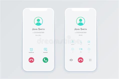 Phone Screen Call Mockup Mobile Device Voice Connection Interface Template Stock Vector