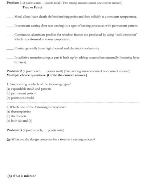 solved problem 1 2 points each points total two