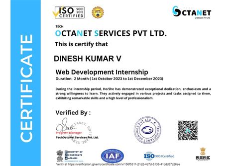 Dinesh Kumar V On Linkedin Givemycertificate