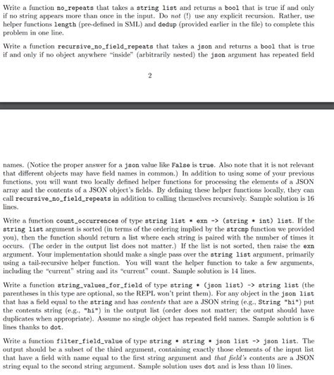 Solved Using Sml I Need To Create These Separate Functions