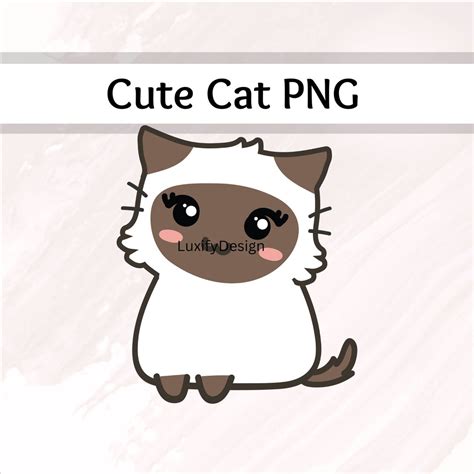 Cute White Cat Sticker White Cat Png Adorable Cat Sticker Etsy