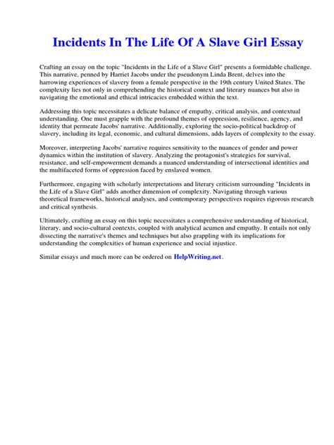 Incidents In The Life Of A Slave Girl Essay Download Free Pdf Samuel Taylor Coleridge