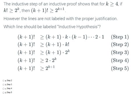 Solved The Inductive Step Of An Inductive Proof Shows That