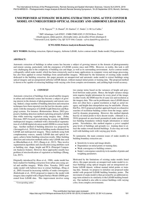 Pdf Unsupervised Automatic Building Extraction Using Active Contour Model On Unregistered