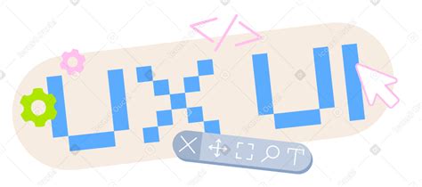 lettering ux ui with cursor gears and toolbar text png svg