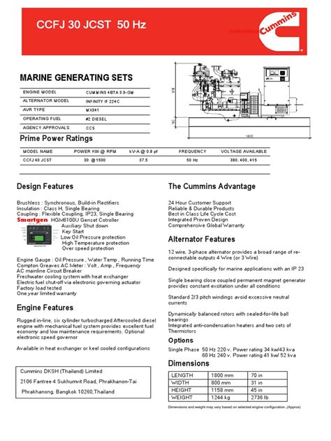 4bta39 Gm Genset Specification Pdf Electrical Engineering