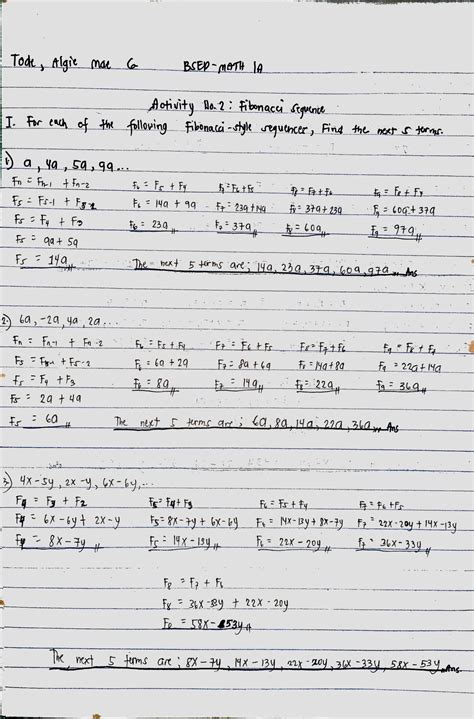 Activity No2 Fibonacci Sequence Bsed Mathematics Studocu Activity No2 Fibonacci Sequence Bsed Mathematics Studocu
