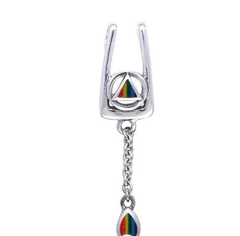 Aa Symbol With Teardrop Silver Pendant With Rainbow Lgbt Doingitsober