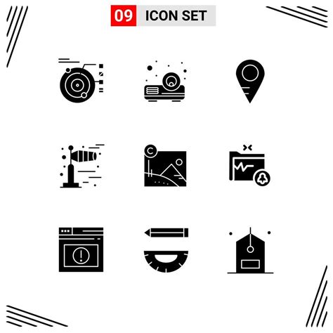 Set Of 9 Modern Ui Icons Symbols Signs For Copyrighted Business Map Artwork Weather Editable