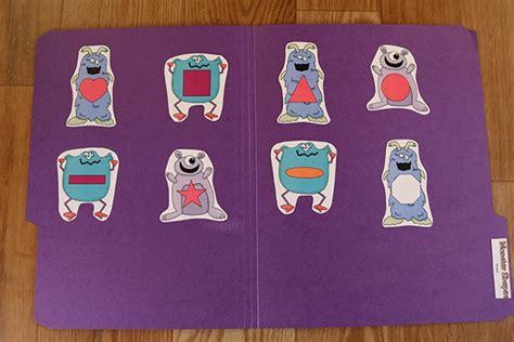 File Folder Games Monster Shapes File Folder Game For Prebabe