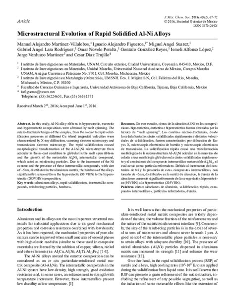 Pdf Microstructural Evolution Of Rapid Solidified Al Ni Alloys