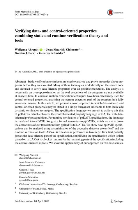 Pdf Verifying Data And Control Oriented Properties Combining Static And Runtime Verification
