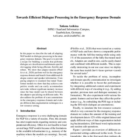 Towards Efficient Dialogue Processing In The Emergency Response Domain Acl Anthology