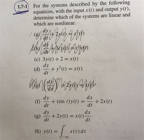 Solved For The Systems Described By The Following Equations