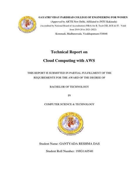 19jg1a0540 Final Report Of Cloud Computing Using Aws Pdf