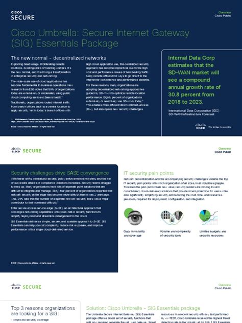 Cisco Umbrella Secure Internet Gateway Sig Essentials Package Pdf Proxy Server Cloud