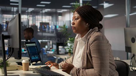 Professional Business Staff Manage Financial Data To Solve Tasks For