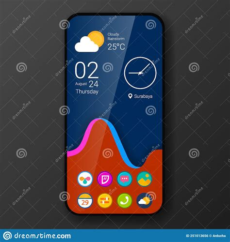 Custom Wallpaper User Interface Home Screen Realistic Smartphone Design Stock Vector