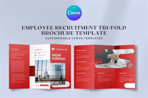 Red Modern Employee Recruitment Tri Fold Brochure Canva