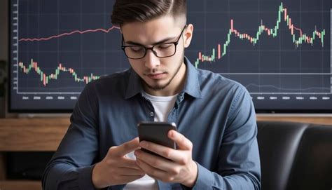 Young Man Analyzing Stock Chart On Smart Phone Premium Ai Generated Image