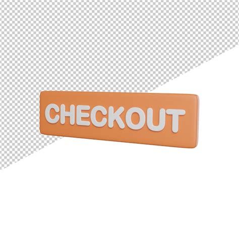 Premium Psd Checkout Button Sign Side View 3d Rendering Icon