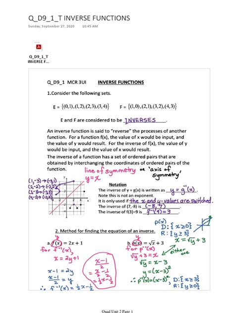 Inverse Functions Notes Pdf