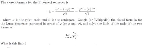 The Closed Formula For The Fibonacci Sequence Is Fn
