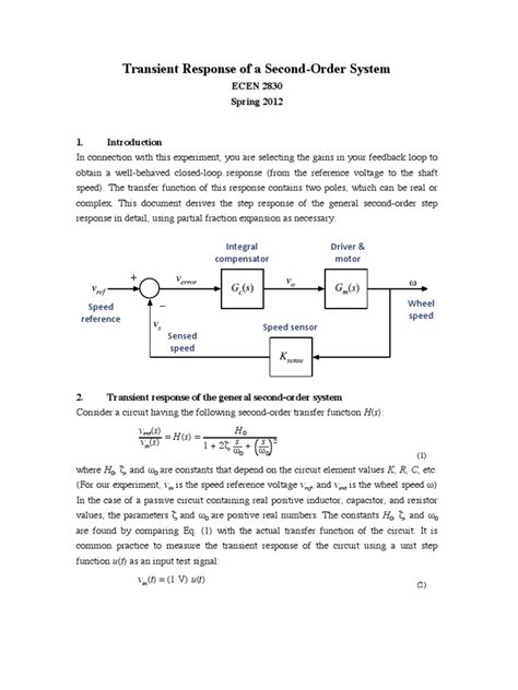Transient Response Of A Second Order System Pdf Electrical Network