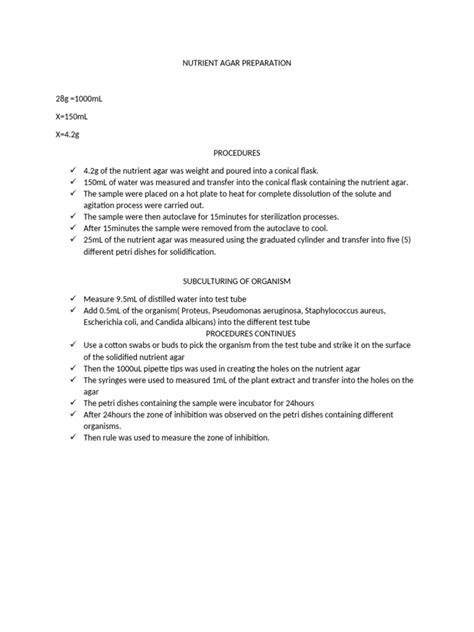 Nutrient Agar Preparation Pdf