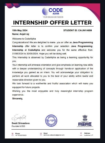 Codealpha Internship Anjali Raj Bca