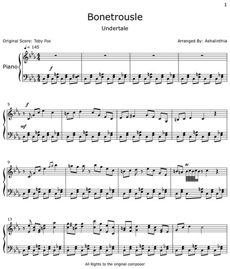 Bonetrousle Sheet Music For Piano