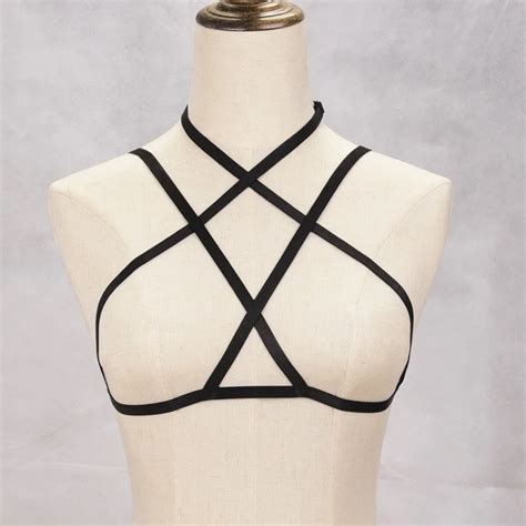 Jlxharness Halter Style Cage Top Sexy Lingerie Accessories Womens Fetish Wear Cage Bra Open