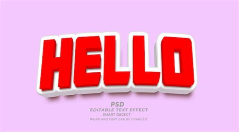 Premium Psd Hello 3d Editable Text Effect Photoshop Psd Template