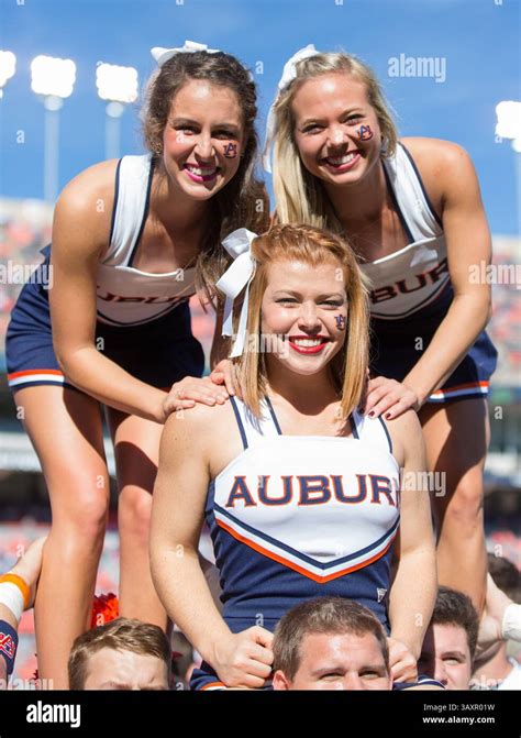 November 5 20156 The Auburn Cheerleaders Practice A Pyramid Stunt