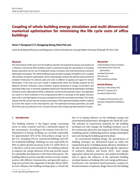 Pdf Coupling Of Whole Building Energy Simulation And Multi Dimensional Numerical Optimization