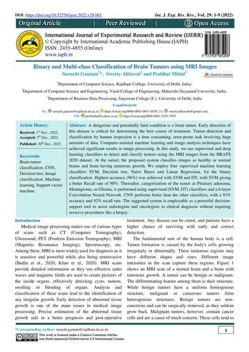 Binary And Multi Class Classification Of Brain Tumors Using Mri Images