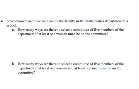 Solved Seven Women And Nine Men Are On The Faculty In The Chegg Com