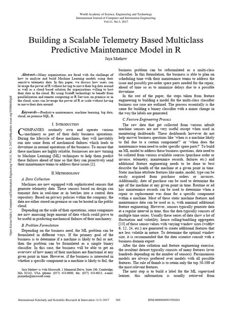 Building A Scalable Telemetry Based Multiclass Predictive Maintenance