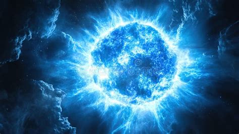 Glowing Blue Nebula Exploding In Space Cosmic Background Science Fiction Art Stock