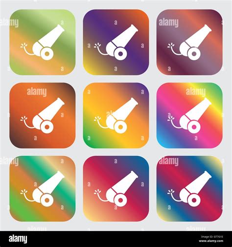 Cannon Icon Nine Buttons With Bright Gradients For Beautiful Design