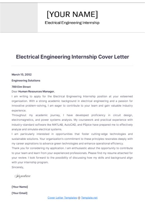 Electrical Engineering Internship Cover Letter Free Cover Letter Maker