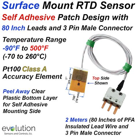 Surface Patch Rtd Sensor 80 Inch Leads And Male Pin 06252024