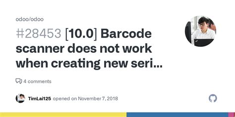 100 Barcode Scanner Does Not Work When Creating New Serial Number · Issue 28453 · Odooodoo