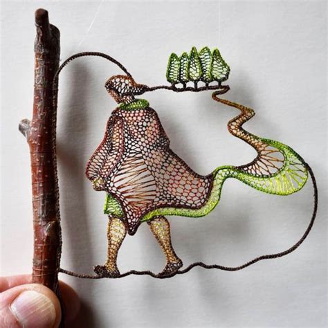 New Small Scale Scenes Created In Colored Lace By Ágnes Herczeg — Colossal Lace Art Weaving