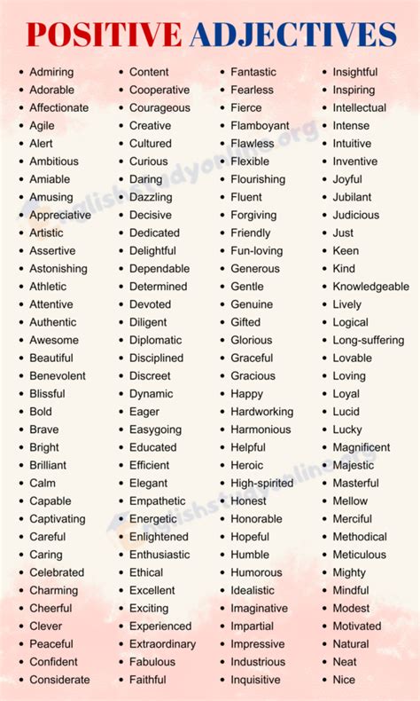 1000 Positive Adjectives In English English Study Online