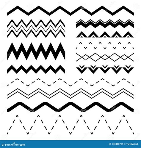 Wavy Zigzag Wiggle Jagged Waves Parallel Sinus Line Wave Border And Sine Zigzags Frame Vector