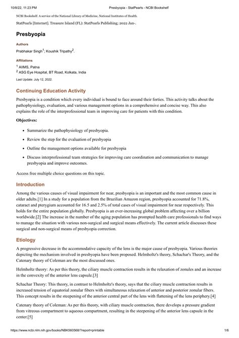 Pdf Presbyopia Continuing Education Activity
